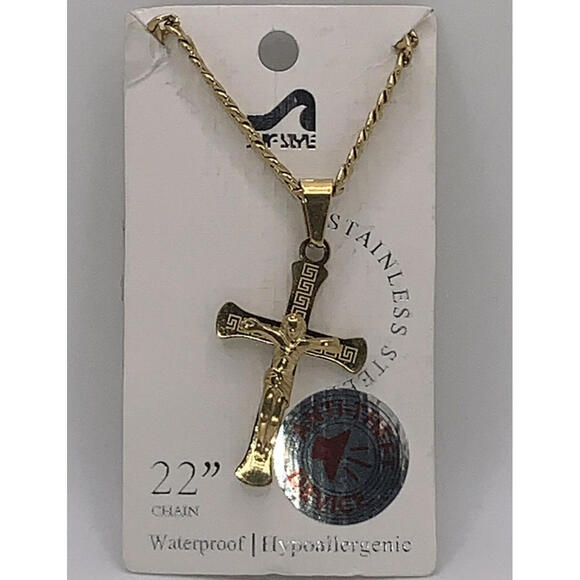 surf style | Jewelry | Surf Style Chain Necklace Cross Crucifix Gold 22 ...